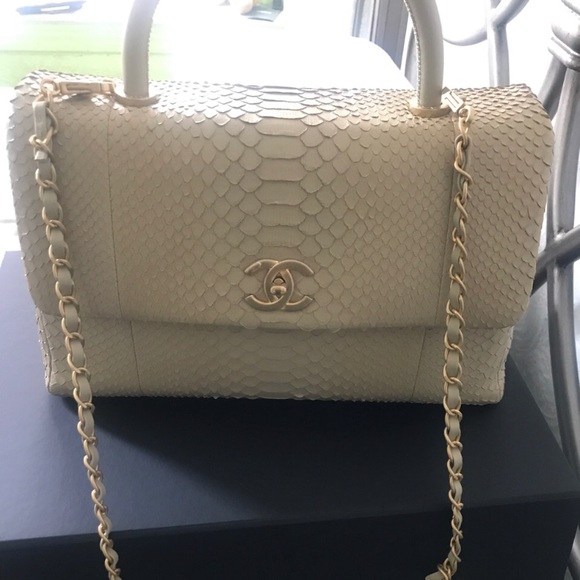 Bags | Chanel Python Top Handle Flap Bag | Poshmark